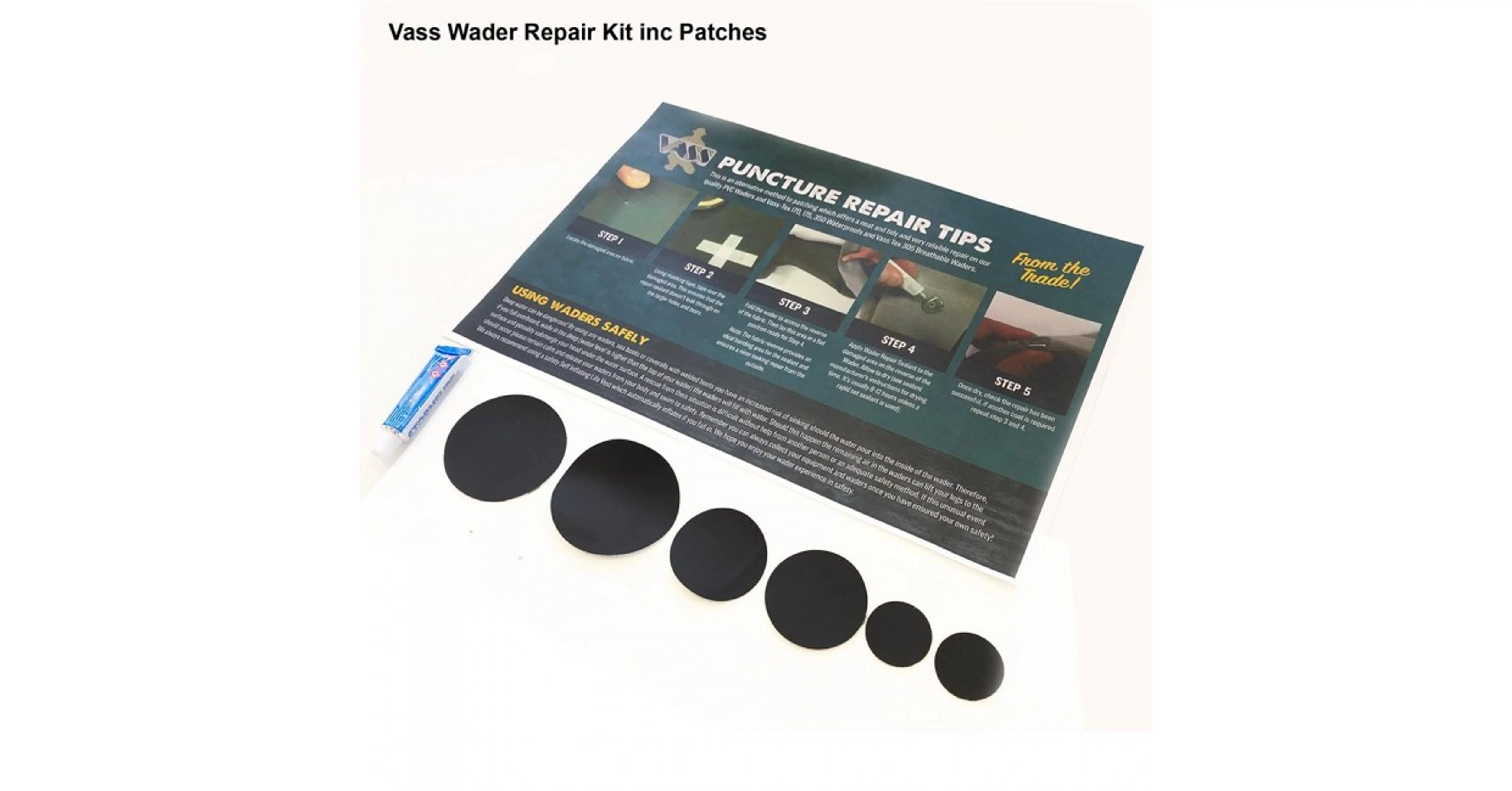 Vass Fishing Wader Repair Kit inc patches - Carpsoul