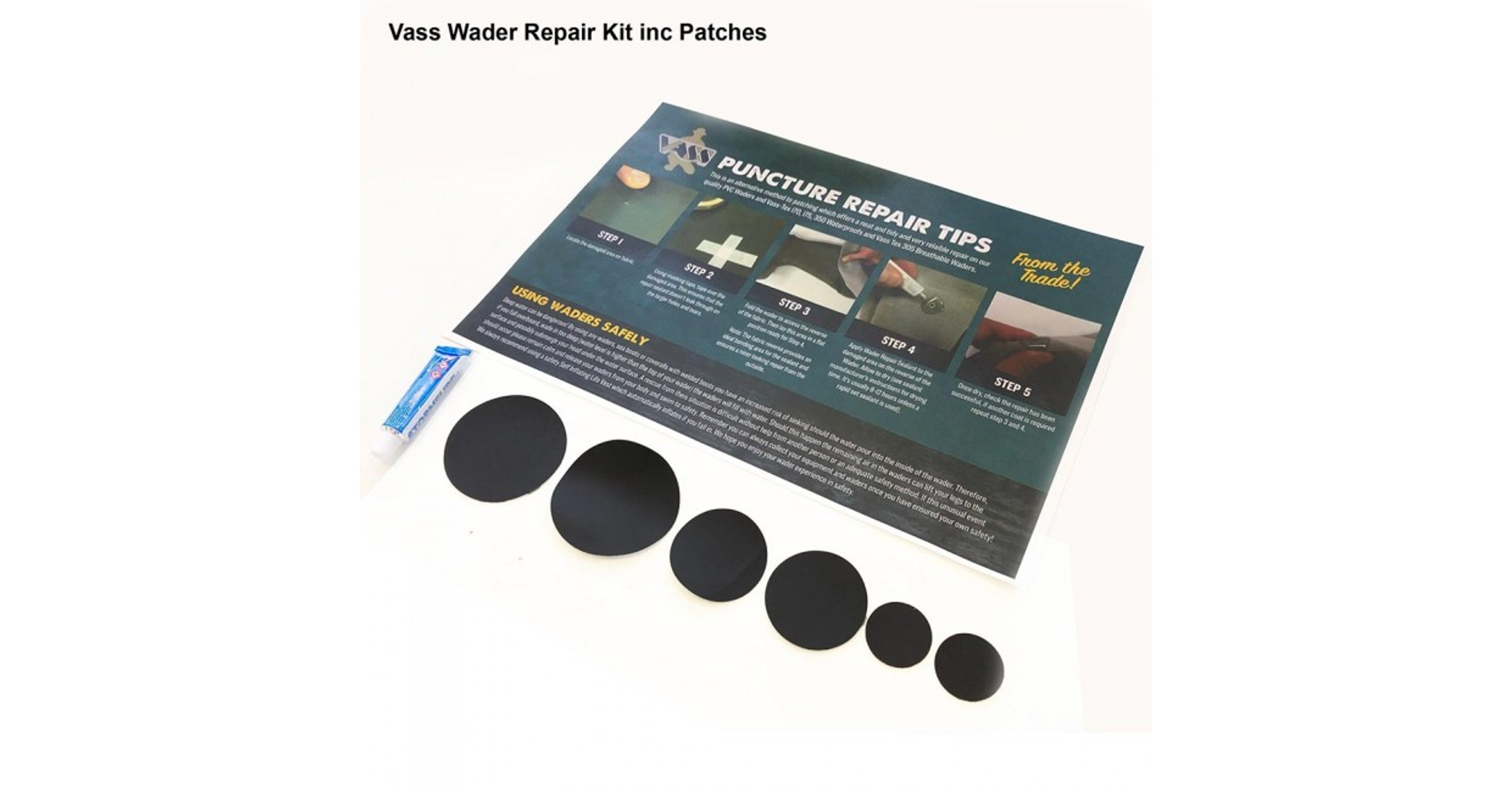 Vass Fishing Wader Repair Kit inc patches - Carpsoul
